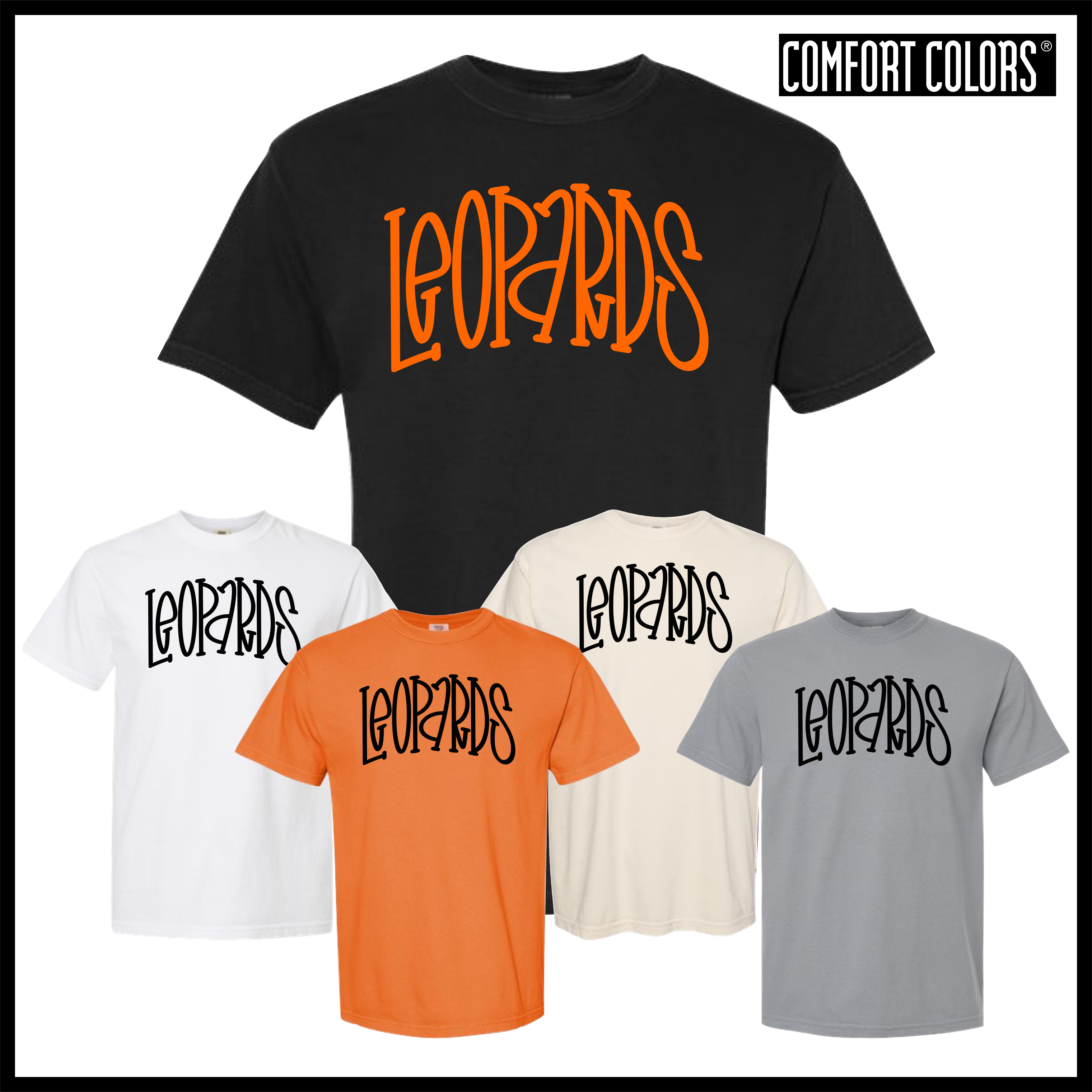 MES Leopards Text Print Short Sleeve Comfort Colors T-Shirt – Rev’d Up Ink